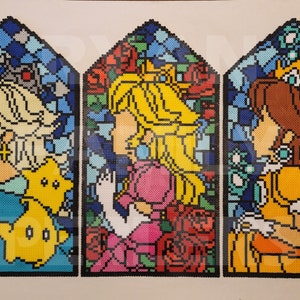 Princess Peach, Daisy, & Rosalina Stained Glass Perlers - FREE US ...