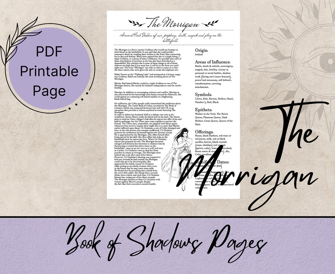 The Morrigan Book of Shadows Pages, Grimoire Printable Pages, Witchy ...