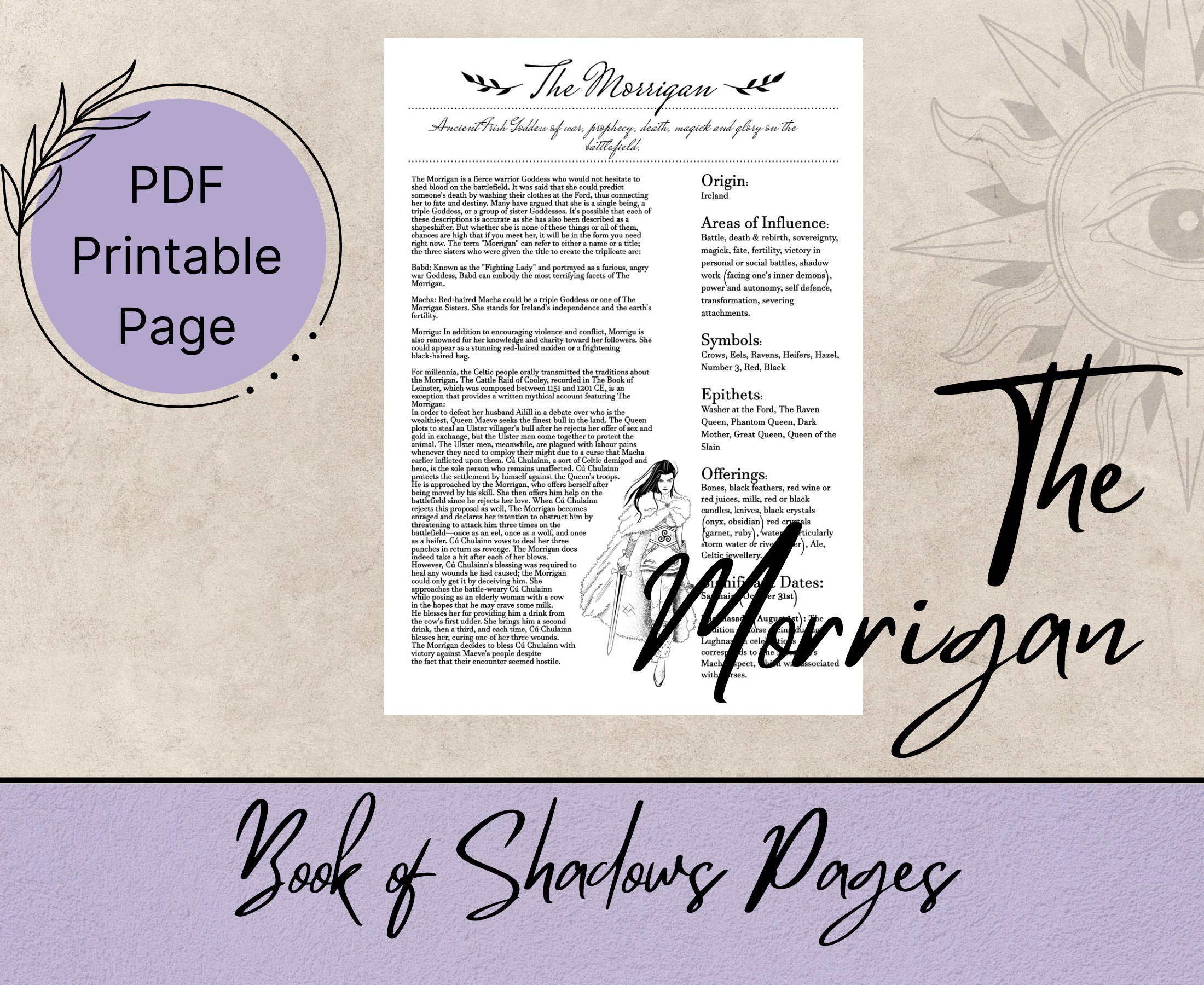 The Morrigan Book of Shadows Pages, Grimoire Printable Pages, Witchy ...
