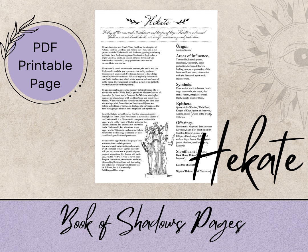 Hekate Book of Shadows Pages, Grimoire Printable Pages, Witchy ...
