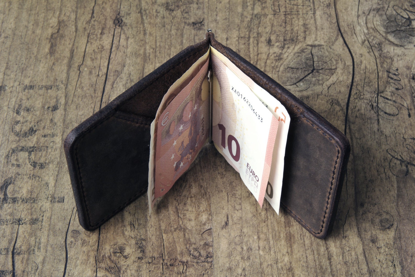 Leather Wallet With Money Clip Money Clip Wallet Card Holder Minimalist ...