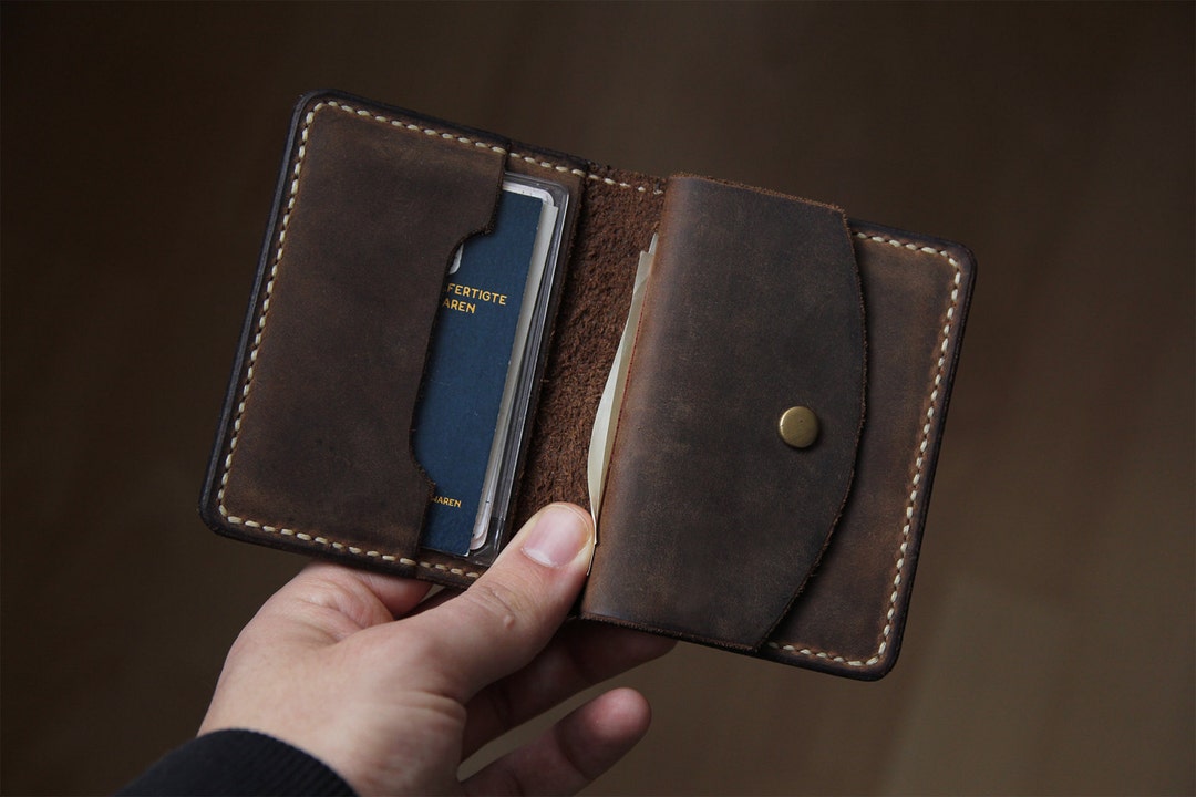Leather Wallet Mens Wallet Wallet Brown With Coin Compartment - Etsy