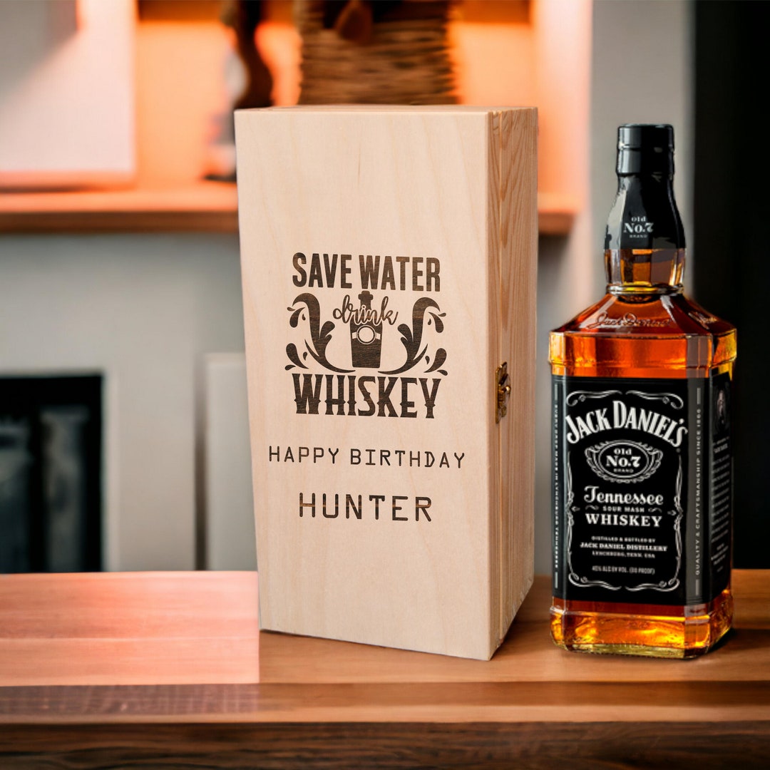 Personalized Wooden Whiskey Box, Engraved Wood Gift Box, Custom Whiskey ...