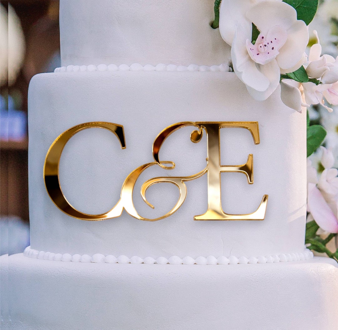 Elegant Acrylic Charm Wedding Monogram Initials | Cake Charm | Wedding ...