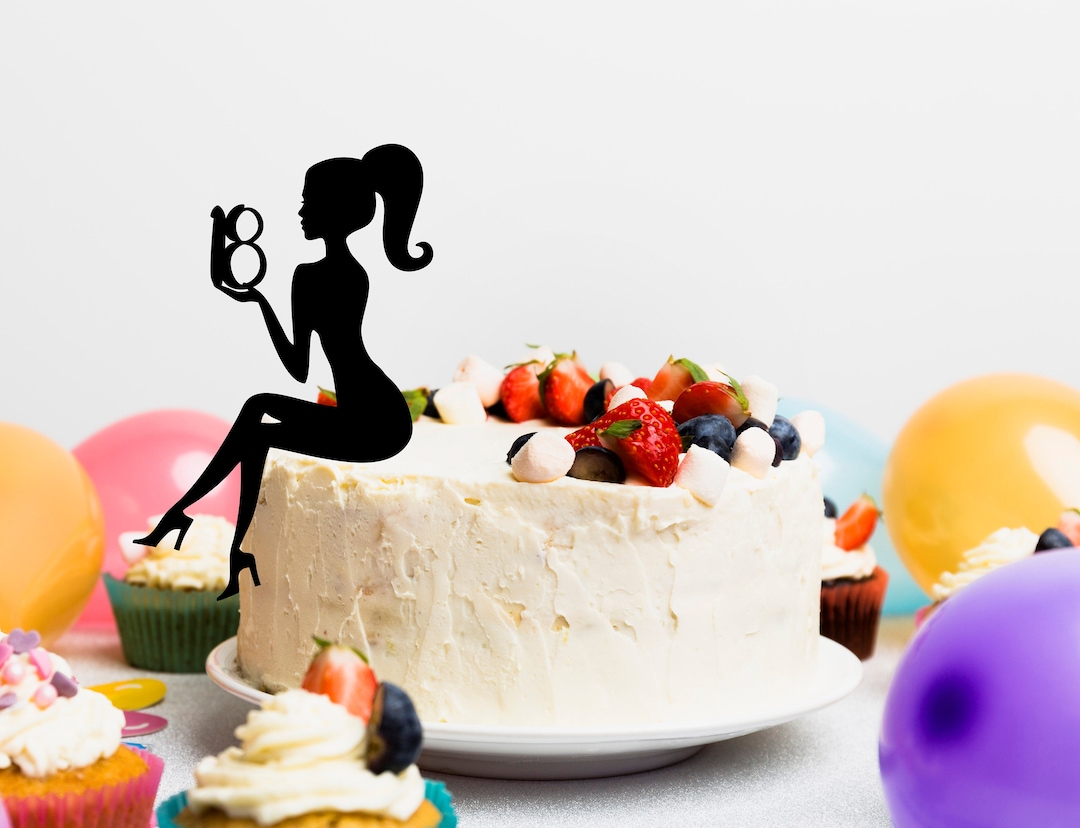 Sitting Girl Silhouette Cake Topper, Woman Toper, Birthday Cake Topper ...
