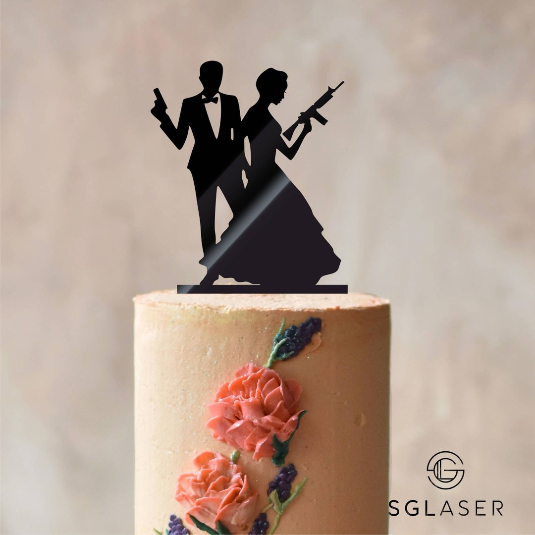 Gangster Couple Cake Topper, Bride and Groom Cake Topper, Mr and Mrs ...