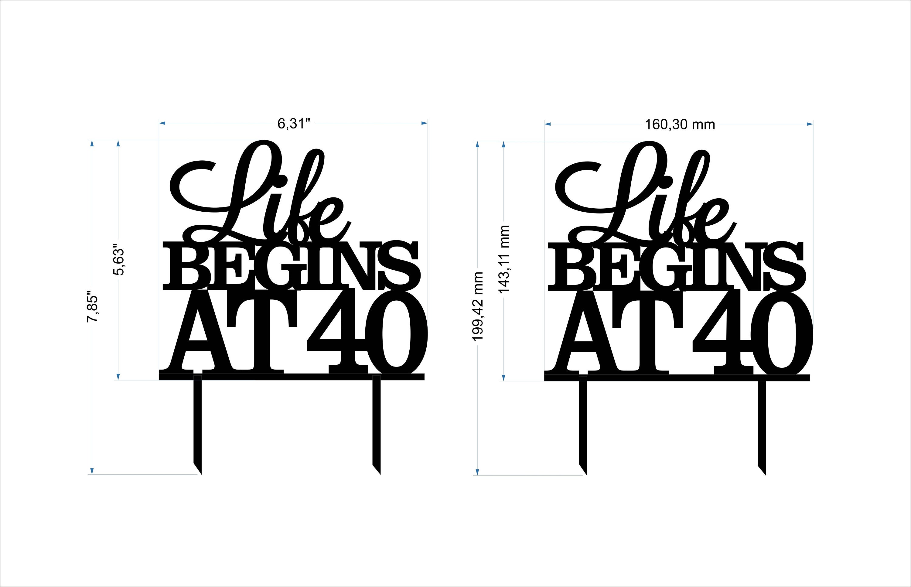 Life Begins at 40 Cake Toppercake Topper Number Birthday | Etsy
