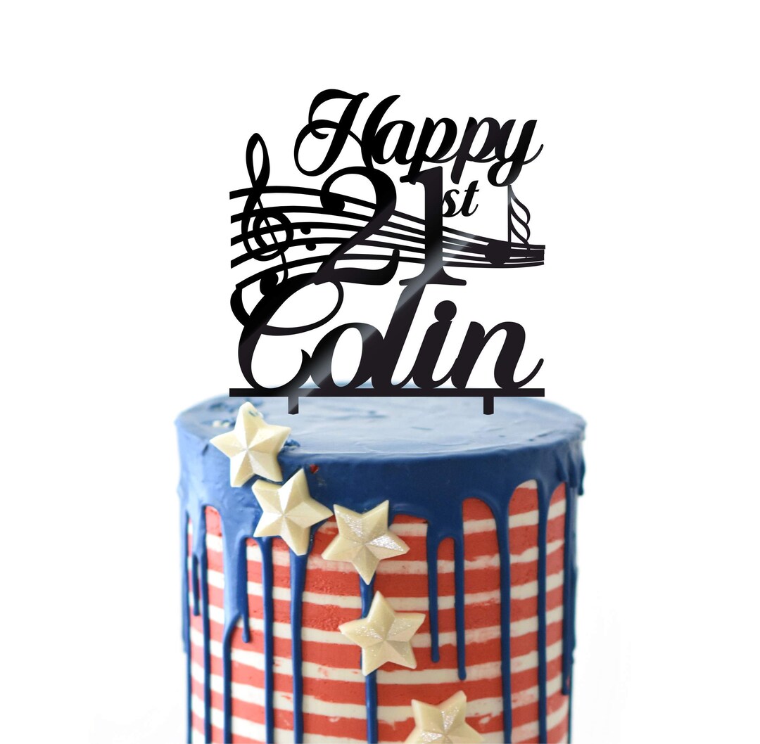 Musical Notes Personalised Cake Topper | Personalised Design Name ...