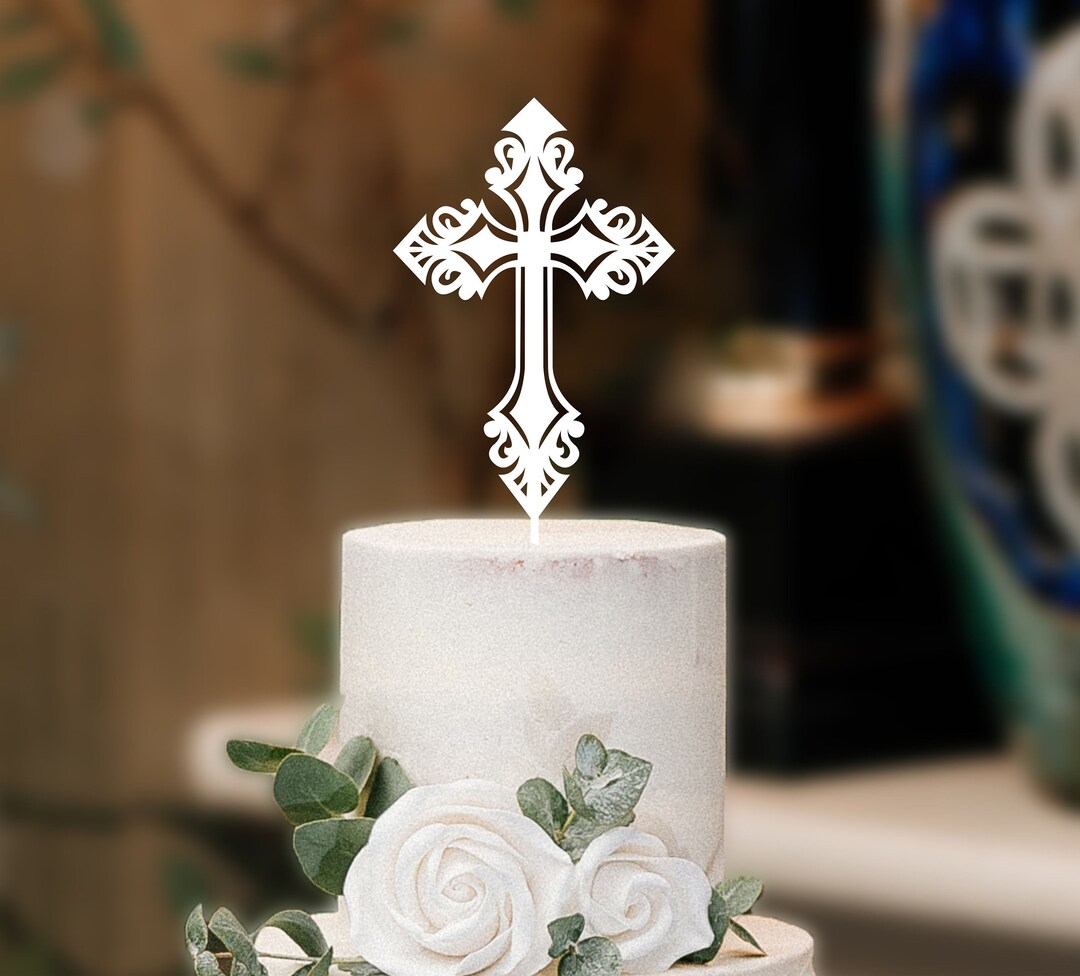 Cross Cake Topper, Religious Wedding, Baptism, Christening, Dedication ...