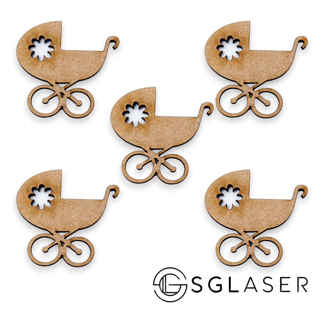Wooden Baby Stroller for Crafts and Decorations 5pack | Craft Shape ...