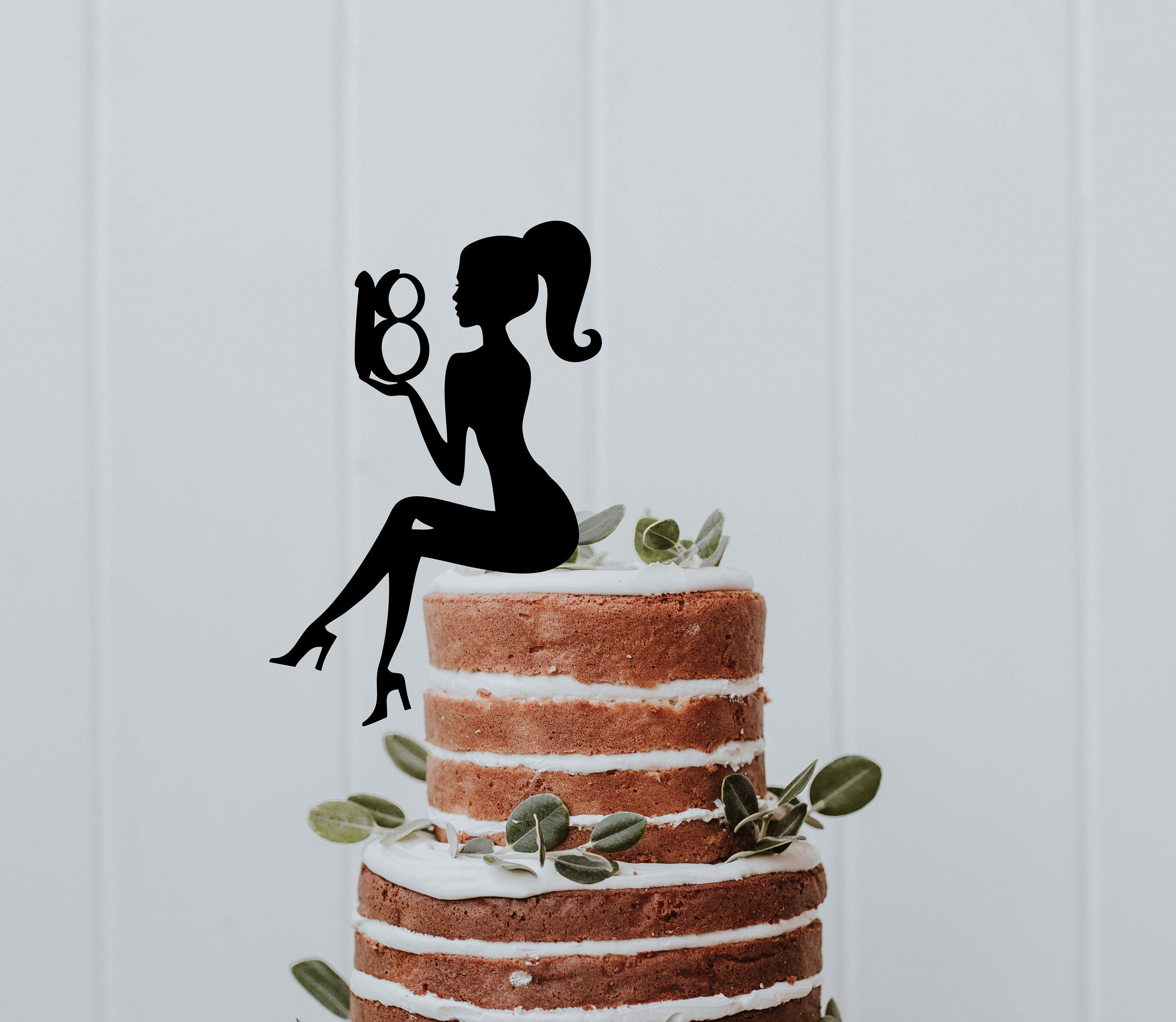 Sitting Girl Silhouette Cake Topper Woman Toper Birthday - Etsy