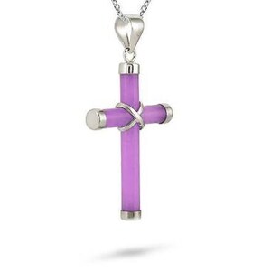 Jade Cross, 925 Sterling Silver Purple Jade Cross Pendant 1 1/2 Inch ...
