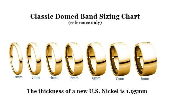 Solid 14K Yellow Gold Band, Polished Domed Wedding or Anniversary Band ...