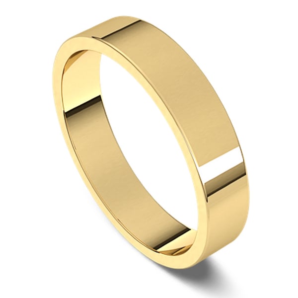 14k Flat Gold Ring 4mm - Etsy