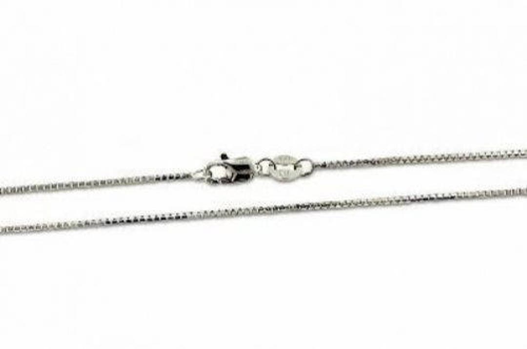 10K White Gold Box Chain .8mm Wide, 16", 18", 20", 22", 24 Inch Custom ...