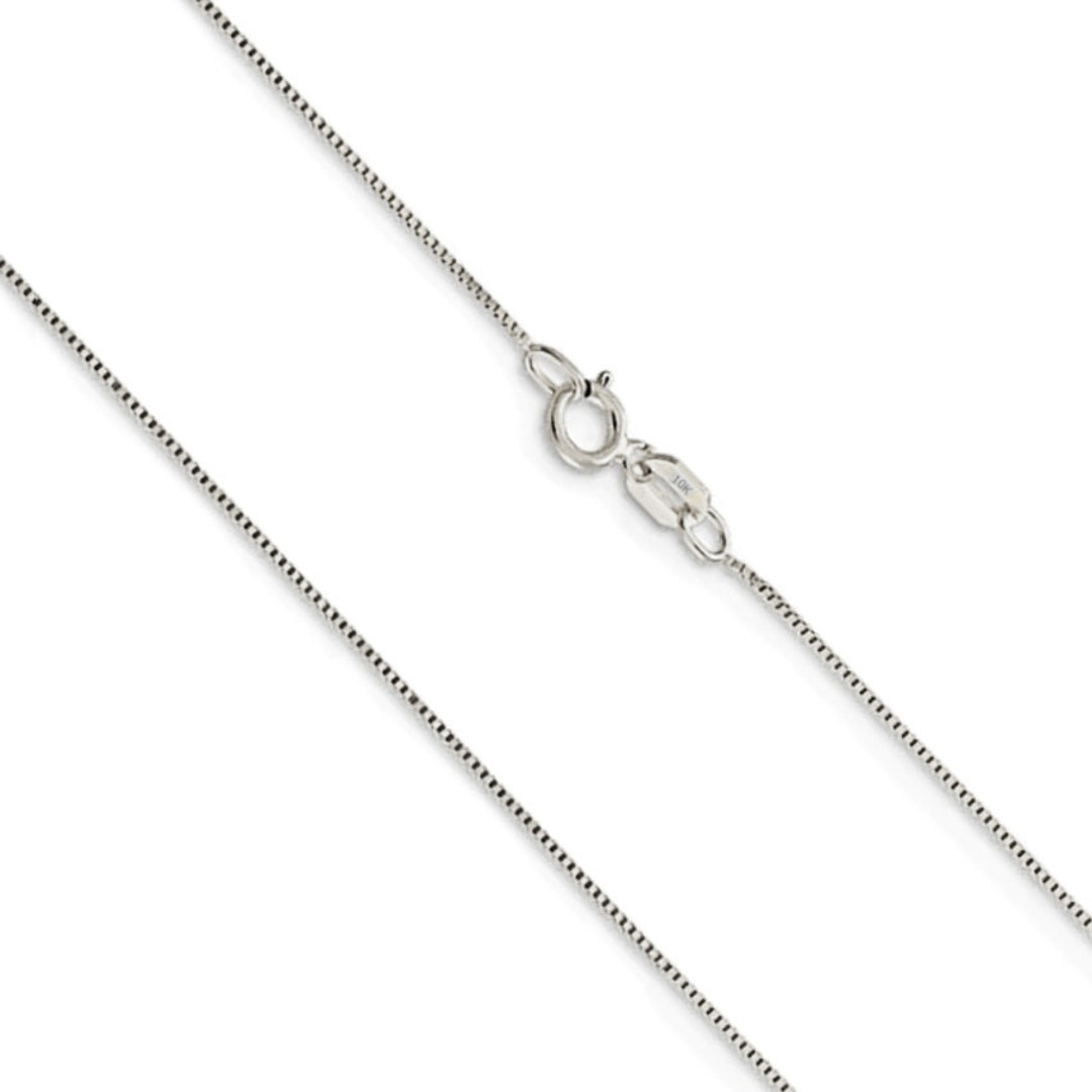 10K White Gold Box Chain .7mm Wide, 14", 16". 18", 20", 22" or 24 Inch ...