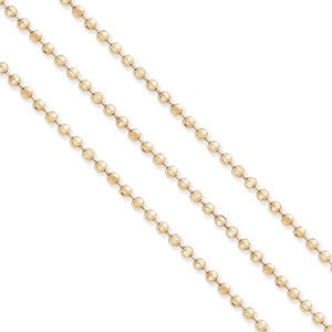 14K Yellow Gold Beaded Ball Chain, Diamond-cut 1mm Necklace, 16", 18 ...