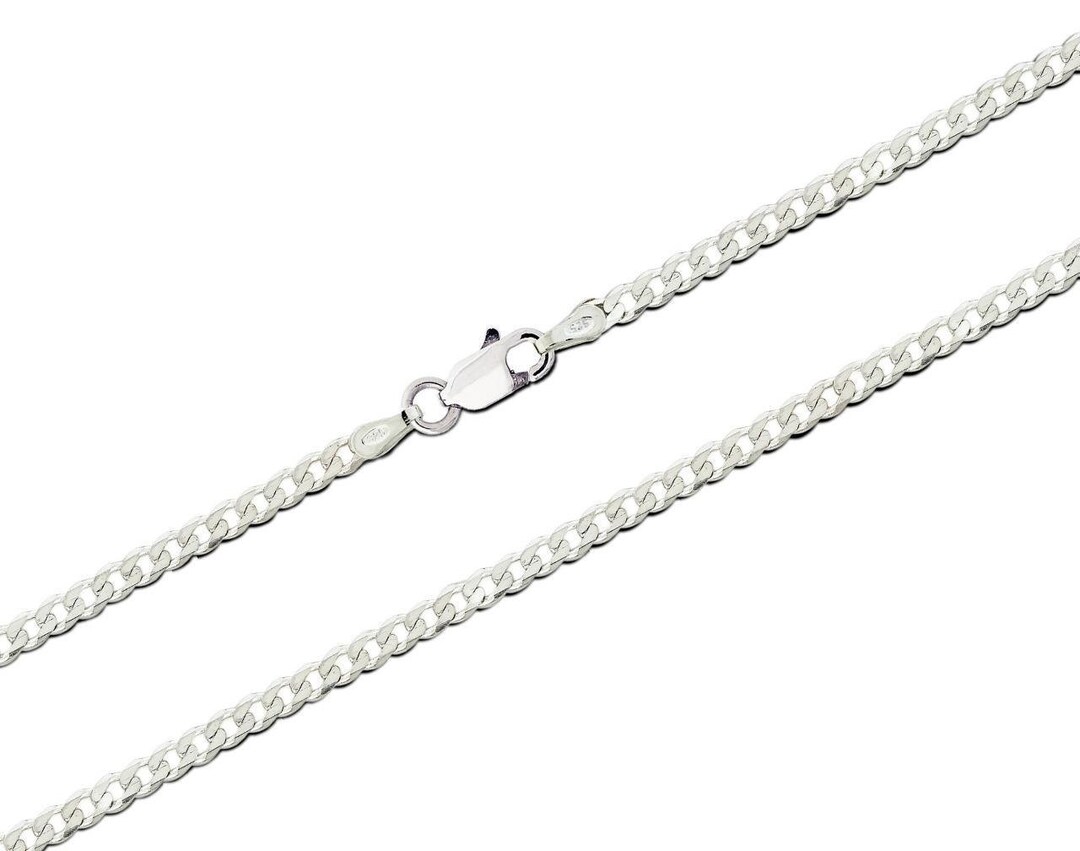 Sterling Silver Curb Chain, 925 Concave Curb Chain 3mm Wide, 16, 18, 20 ...