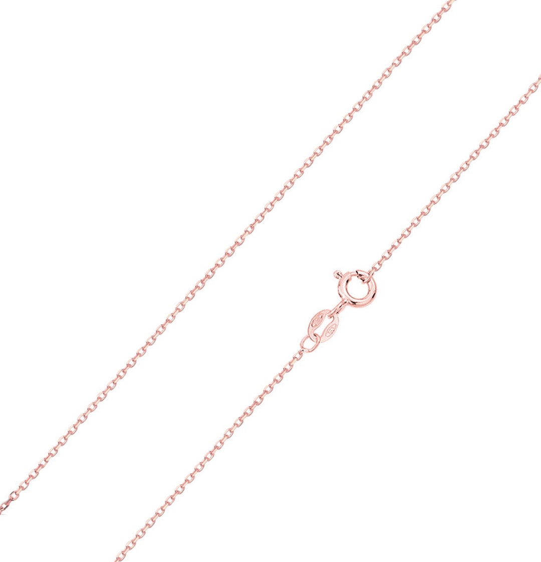 14K Rose Gold Cable Chain, Rose Gold Diamond Cut Cable Necklace .85mm ...
