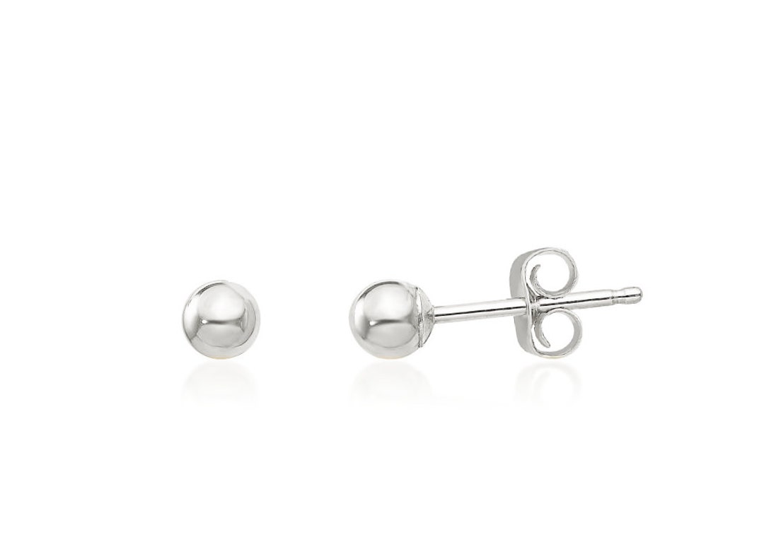 10K White Gold Ball Stud Earrings 3mm, 4mm, 5mm, 6mm or 8mm Round ...