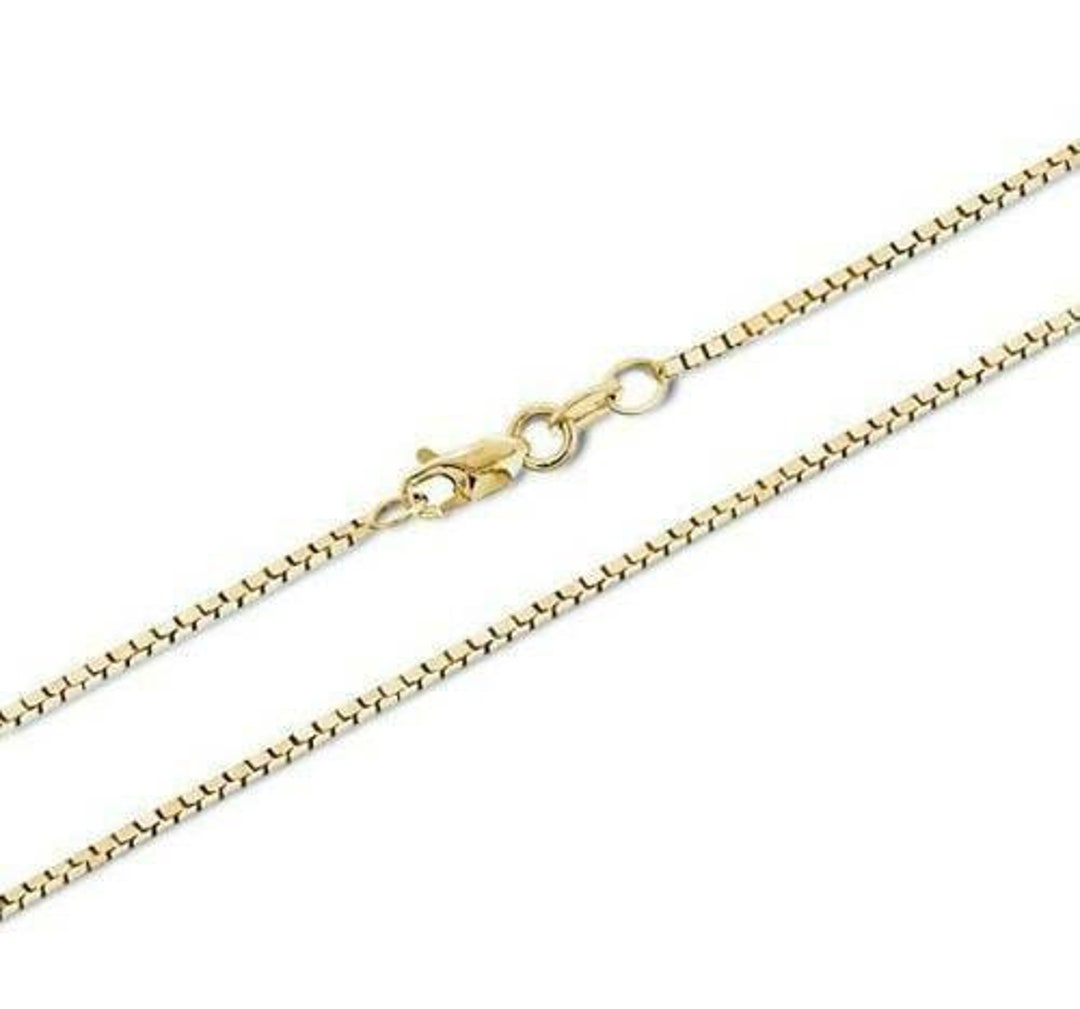 10K Yellow Gold Box Chain 1mm Wide 16", 18", 20", 22" and 24 Inch ...