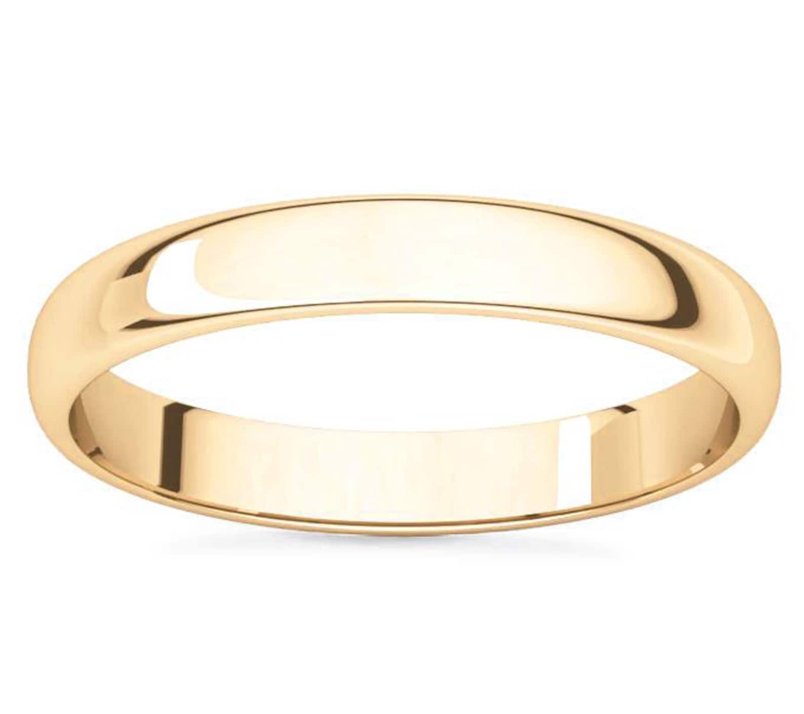 10K Yellow Gold Band, Solid Polished Domed Engagement, Anniversary or ...