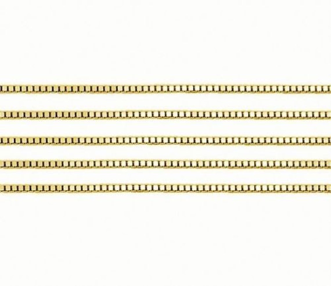 10K Yellow Gold Solid Box Pendant Chain .55mm Wide Custom - Etsy