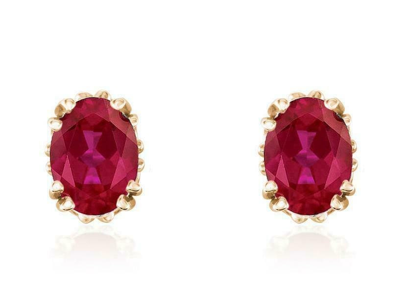 Ruby Stud Earrings 14K Rose Gold Yellow Gold or White Gold - Etsy