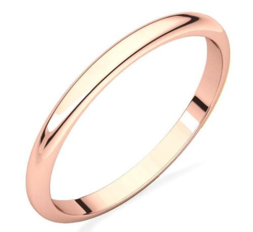 Solid 10K Rose Gold Polished Domed Engagement, Anniversary or Wedding ...