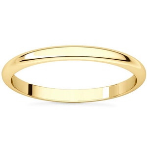 Solid 14K Yellow Gold Band, Polished Domed Wedding or Anniversary Band ...