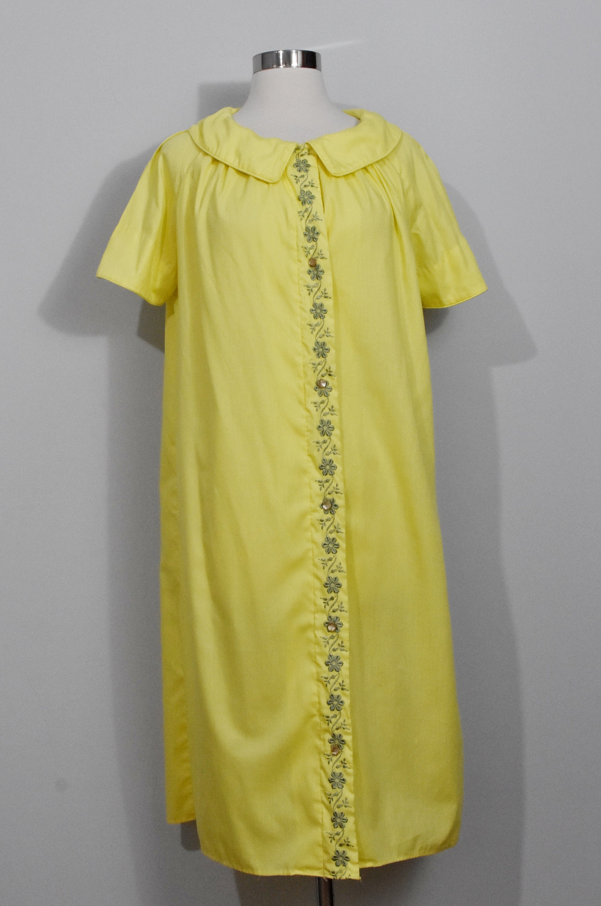 Yellow Button up House Dress/nightgown | Etsy
