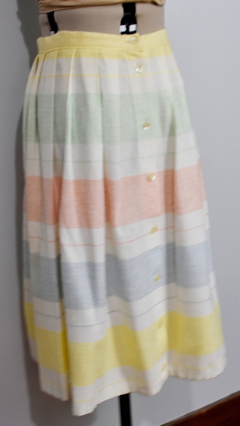 Pastel Rainbow Button up 80s Skirt - Etsy