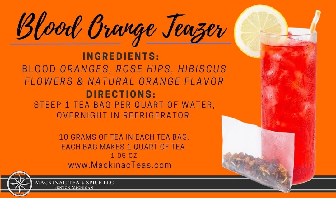 BLOOD ORANGE | Iced Teazers | 3- Cold Brew Quart Sized Tea Bags - Etsy