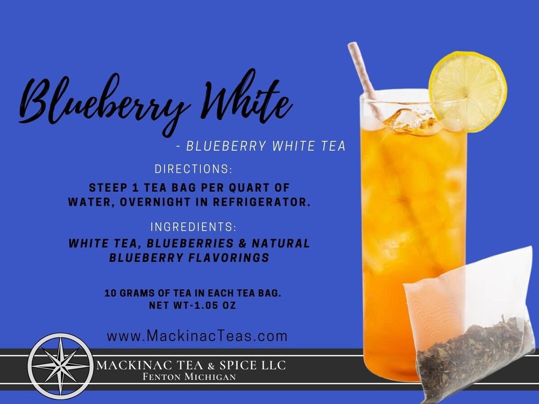 BLUEBERRY WHITE | Iced Teazers | 3- Cold Brew Quart Sized Tea Bags - Etsy