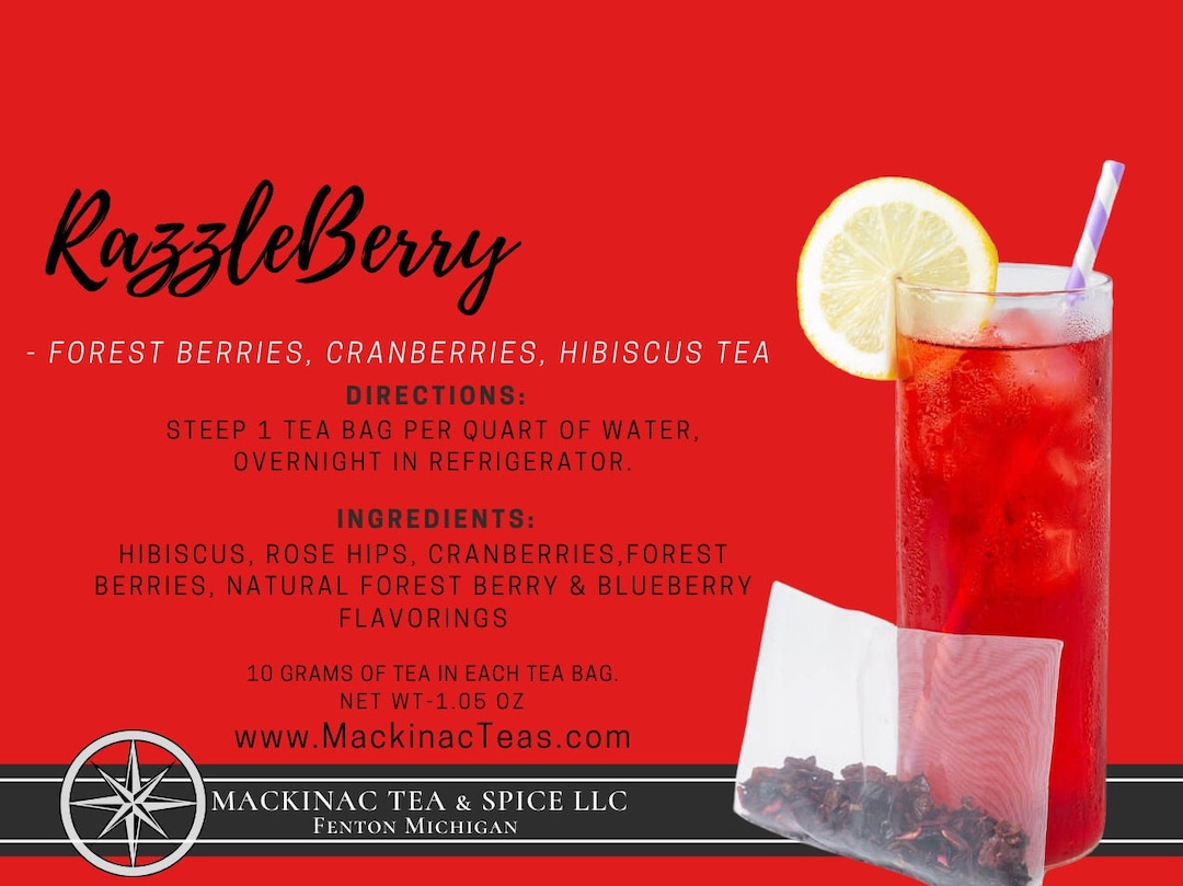 RAZZLEBERRY | Iced Teazers | 3- Cold Brew Quart Sized Tea Bags - Etsy