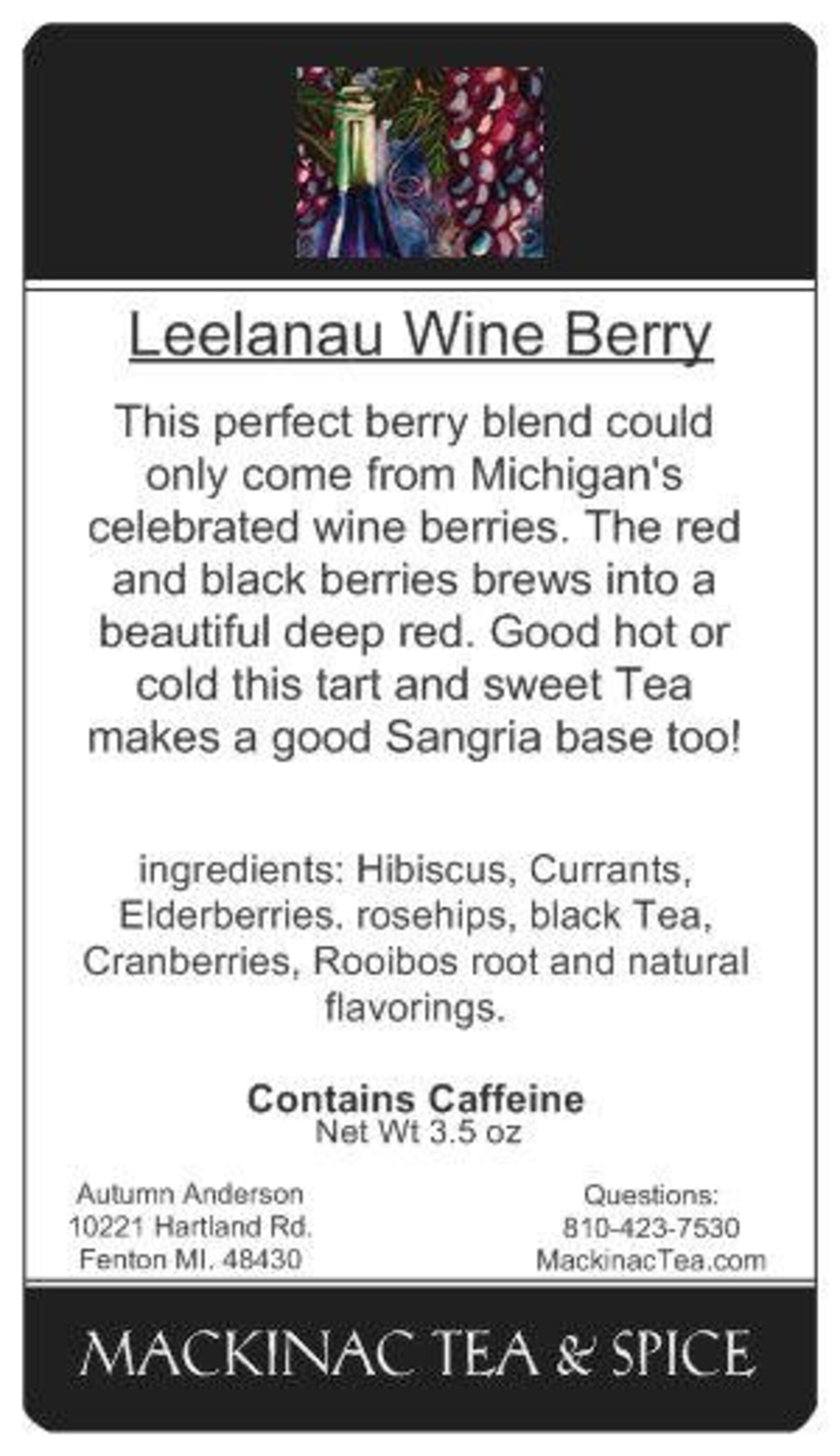 LEELANAU WINE BERRY- A Wild Berry Iced Tea Cooler/ Great Sangria Base ...