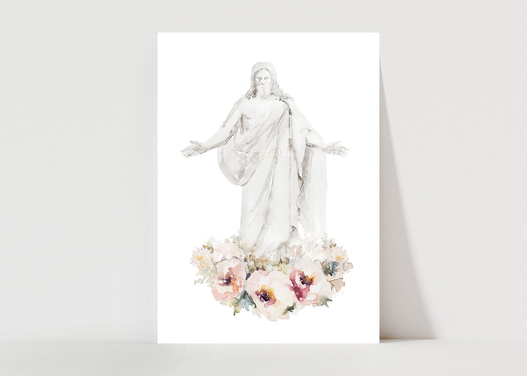 Jesus Christ Floral Christus Watercolor : Minimalist Wall Art Decor ...