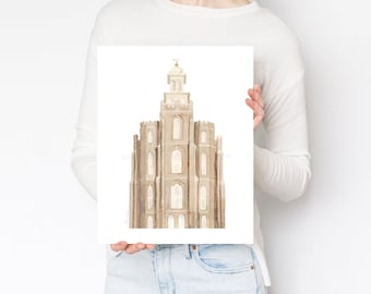 Logan LDS Temple, Logan Utah, LDS Art, Temple Watercolor - Etsy