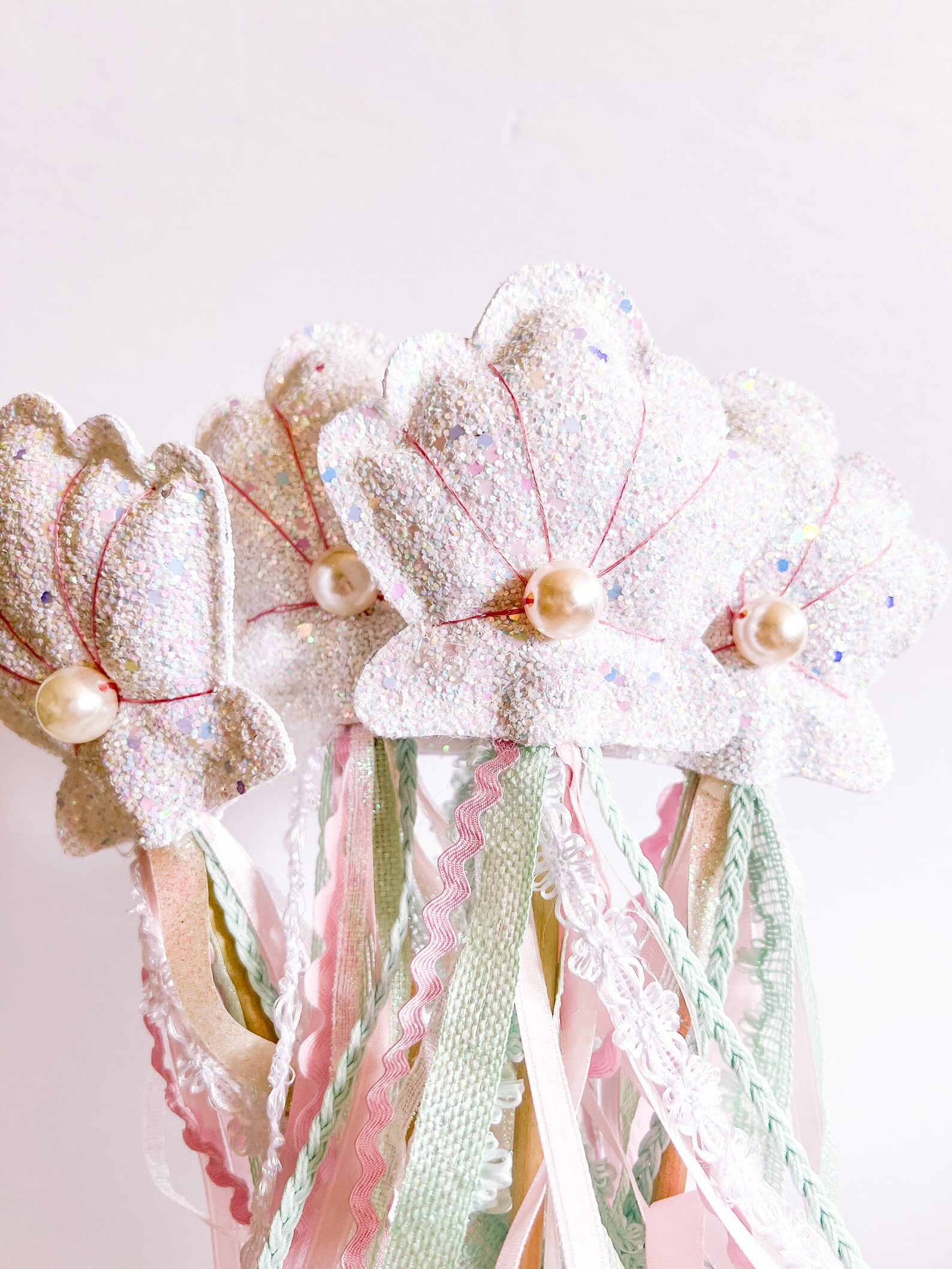 Sparkly Shell Wand With Pearl / White Glitter Play Wand / - Etsy