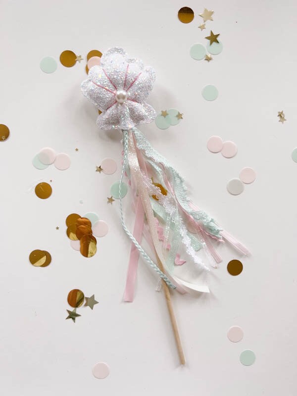 Sparkly Shell Wand With Pearl / White Glitter Play Wand / Mermaid Wand ...
