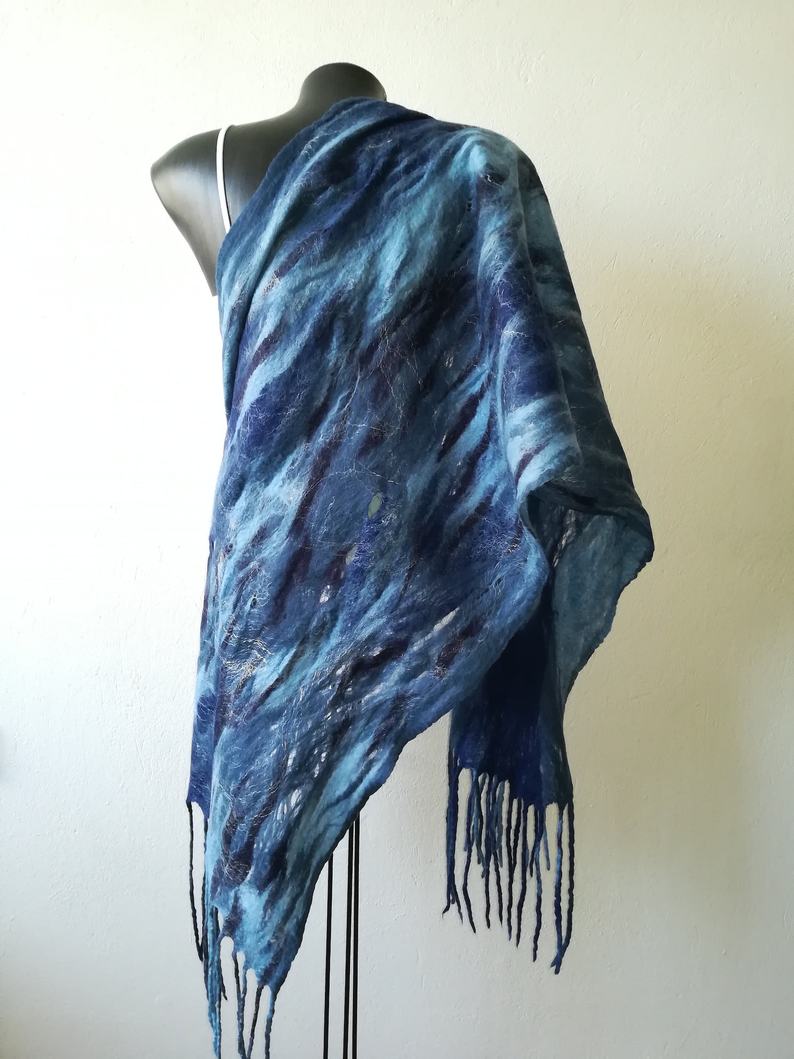 Blue Felted Cobweb Shawl Multicolor Merino Shawl Lightweight - Etsy