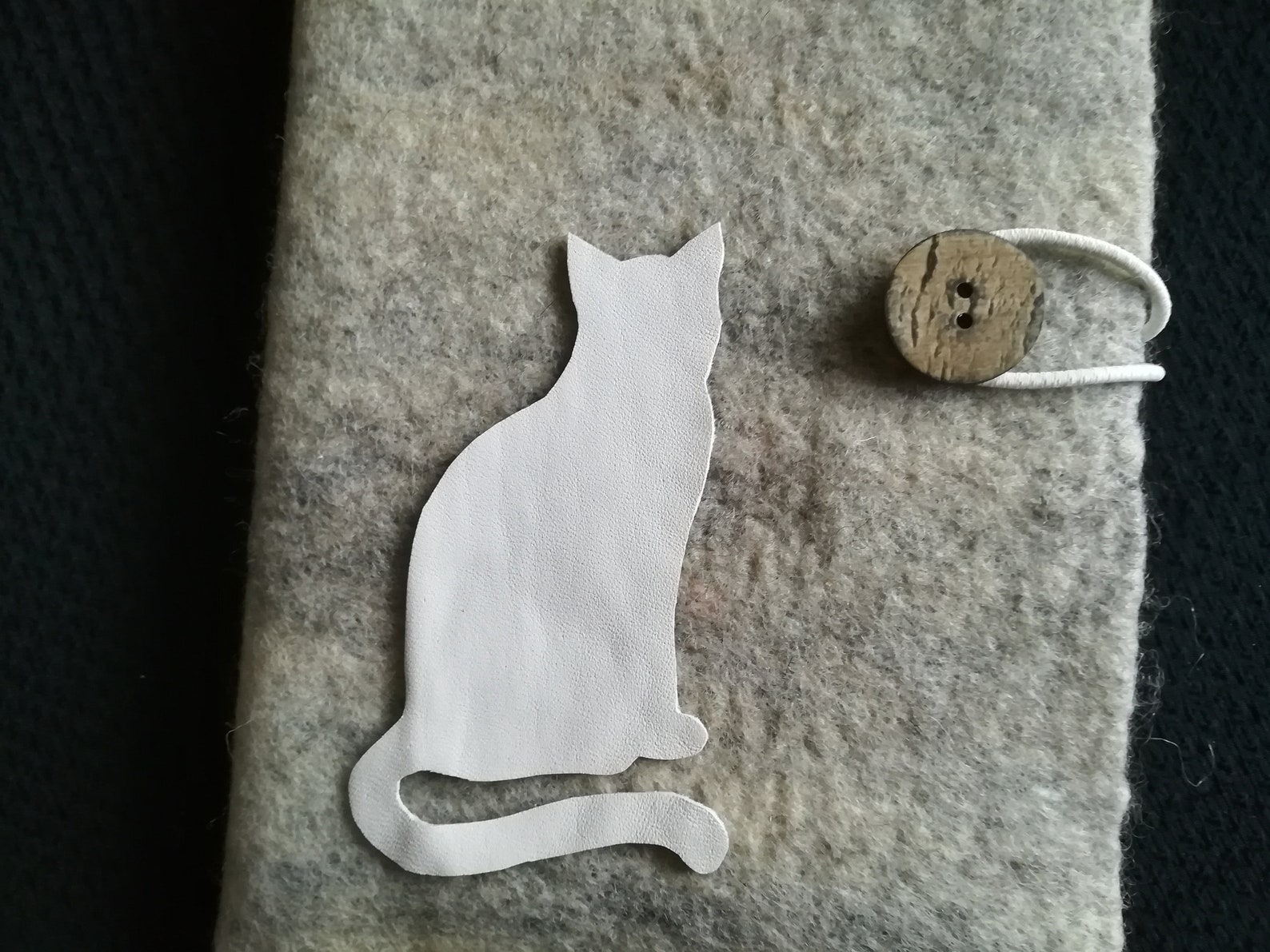 Felt Book Cover With White Cat, Cover for Notebook, Sketchbook Cover ...