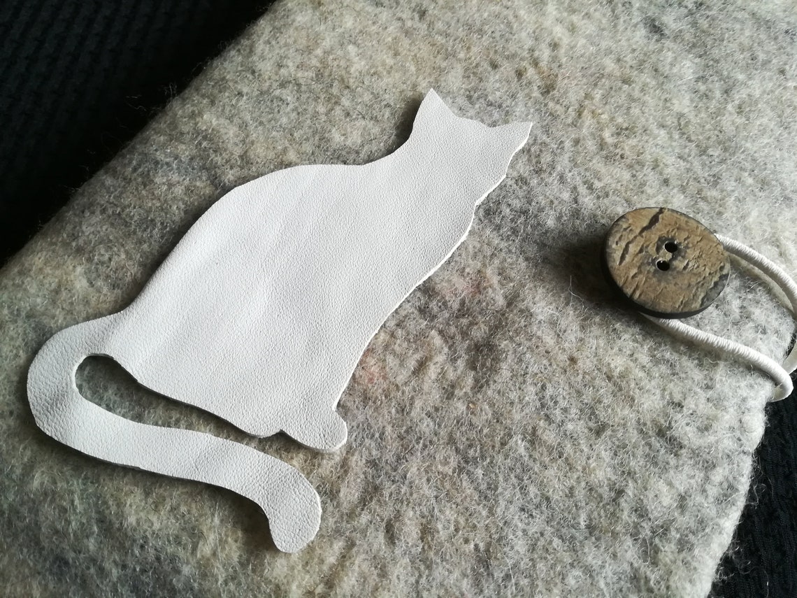 Felt Book Cover With White Cat, Cover for Notebook, Sketchbook Cover ...
