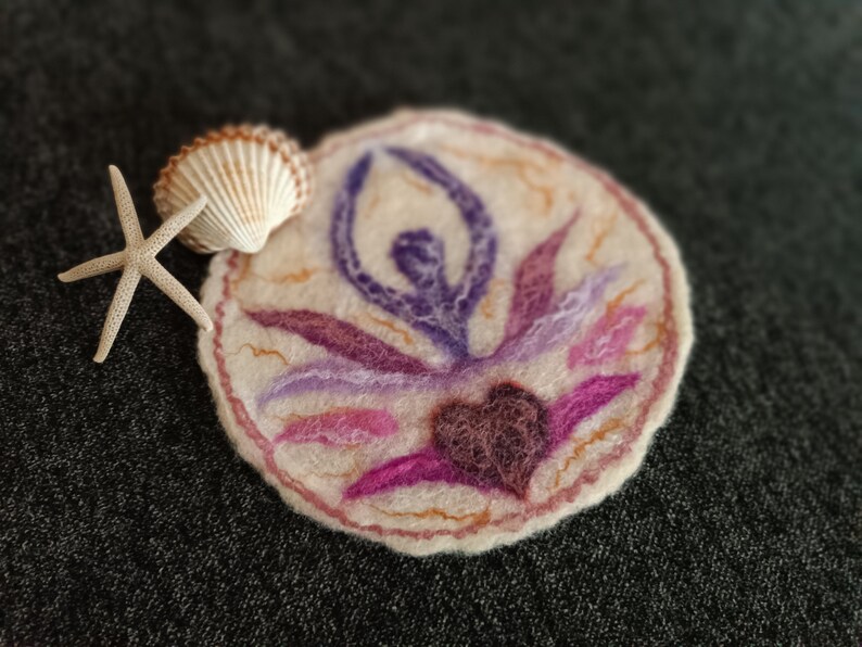 Art Felted Yoga Studio Decor From Lotus Symbol, Yoga Teacher Gift, Yoga ...