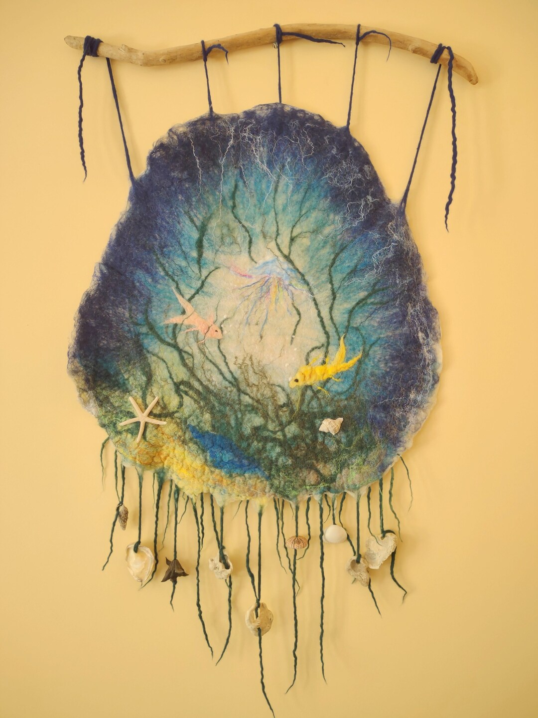 Art Handmade Felted Sea Picture From Merino, Wool Felted Panel for Wall ...