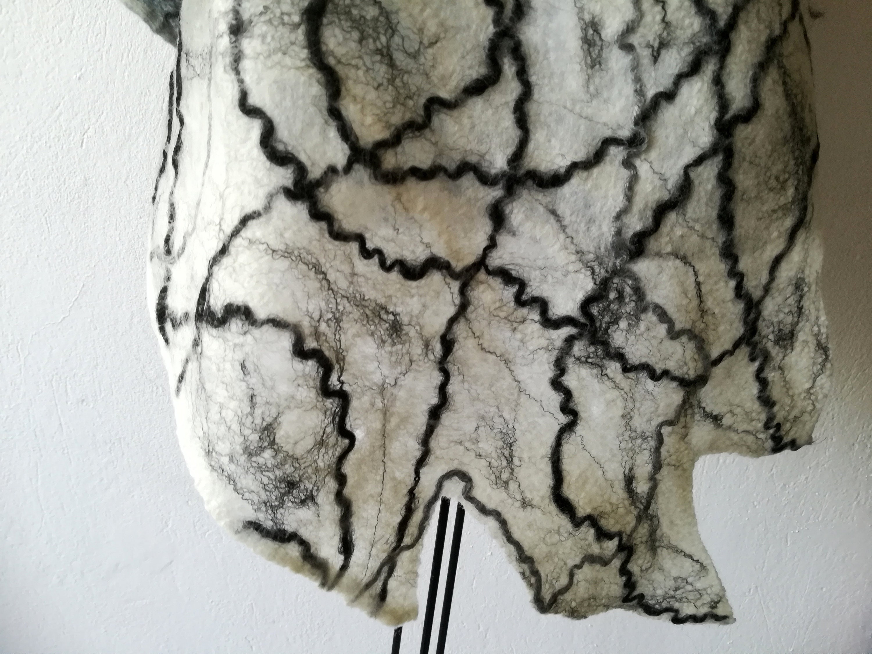 Boho Black Gray and White Wrap, Cobweb Merino Shawl, Felt Warm Winter ...