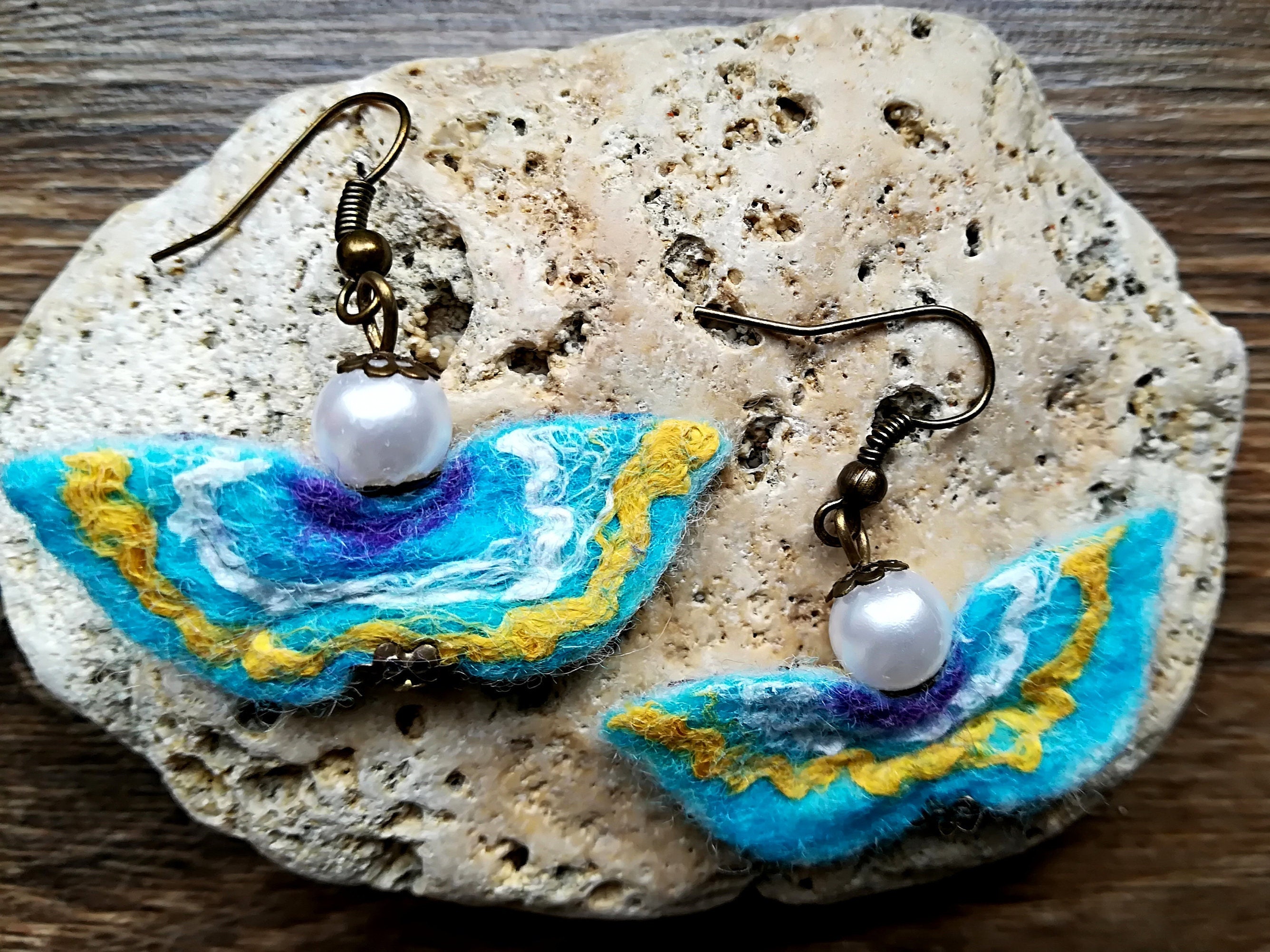 Felted Merino Earrings, Handmade Felted Earrings, Beautiful Woolen ...