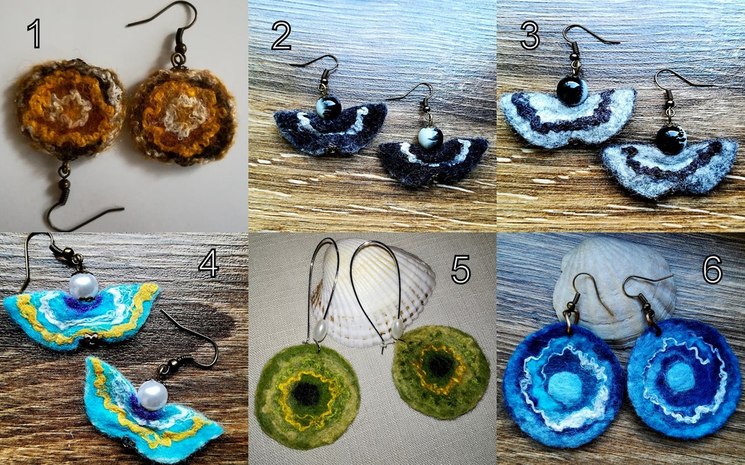 Felted Merino Earrings, Handmade Felted Earrings, Beautiful Woolen ...