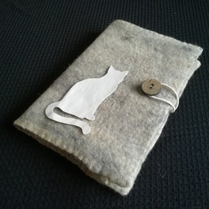 Felt Book Cover With White Cat, Cover for Notebook, Sketchbook Cover ...