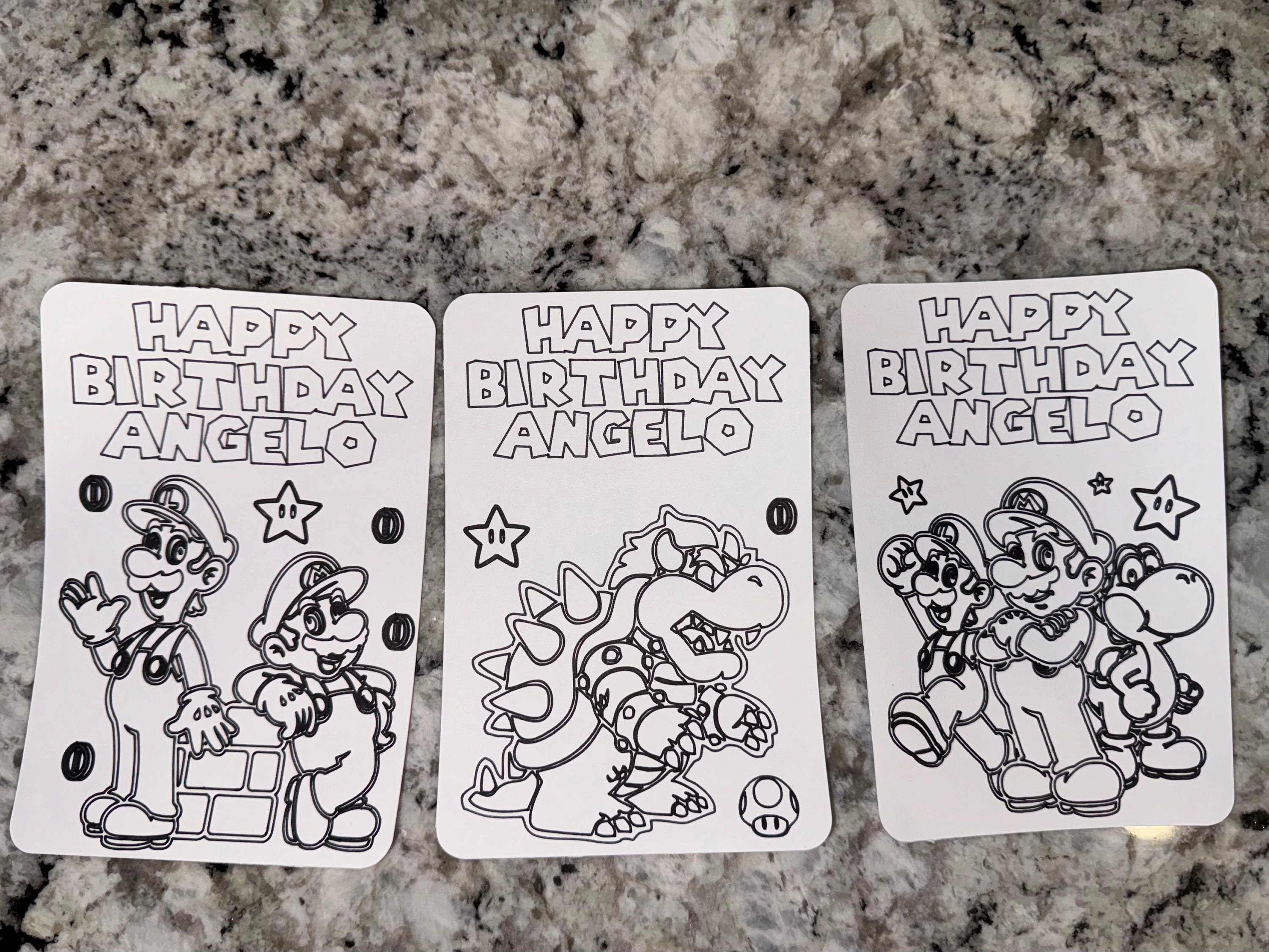 Super Mario Birthday Coloring Cards - Etsy